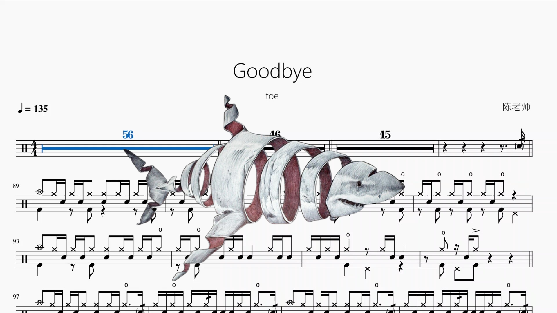 Goodbye【toe】 - 鼓譜 Drumtab ドラム楽譜